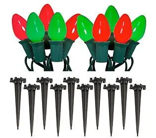 LUMABASE Set Of 10 Red And Green Electric Pathw Ay Lights - One-color