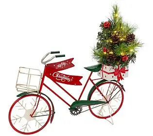 GERSON INTERNATIONAL 22-in L Metal Holiday Bicycle W/ B/o Lighted Tr Ee Gerson C - One-color