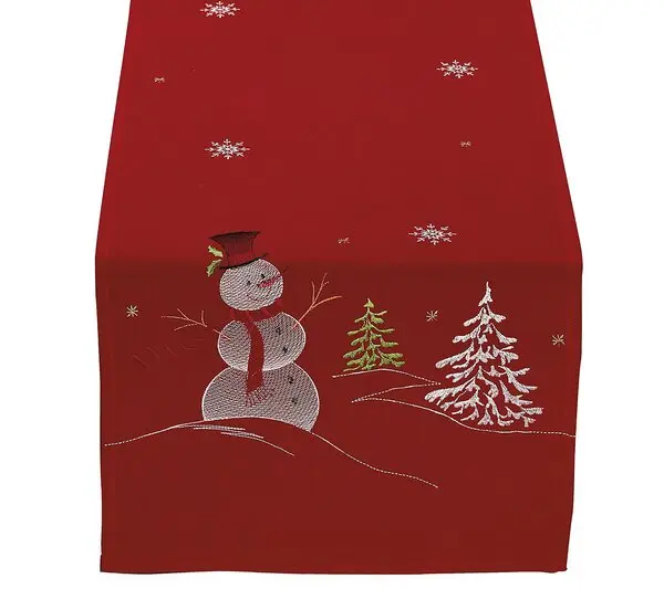 DESIGN IMPORTS Snowman Embroidered Table Runner 14' X 70 - One-color