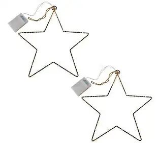 LUMABASE Set Of 2 Metal Stars Wrapped With Led String Lights - One-color