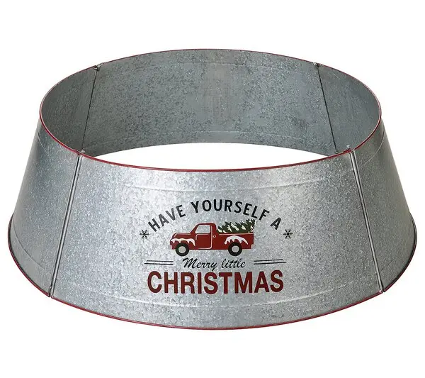 GLITZHOME 40.5'd Christmas Galvanized Metal Tru K Tree Collar - One-color