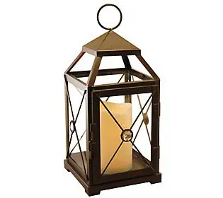 LUMABASE Gem Metal Lantern With Removable Flame Less Candle - One-color