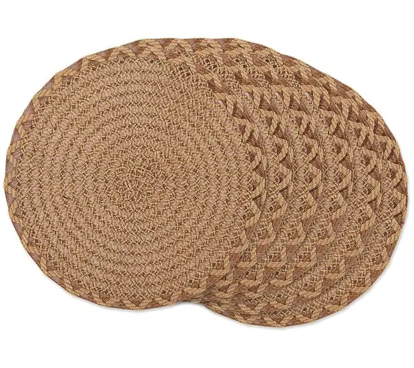 DESIGN IMPORTS Set Of 6 Natural Lattice Round P Lacemats - One-color