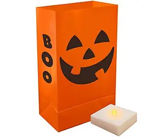 LUMABASE 6 Orange Jack-o'-lantern Led Luminaria S With Timer - One-color