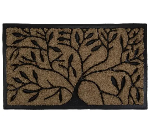 NORTHLIGHT Tree Of Life Rectangular Coir Doorma 17' X 29 - One-color