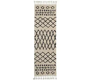 NOURISON HOME Moroccan Marrakesh Shag Cream 2'2' X 8 '1' Runner - One-color
