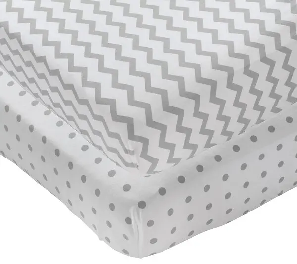 ELY'S & CO. Set Of 2 Gray Chevron Waterproof Crib Sheet - One-color