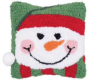 C&F HOME Happy Snowman Hooked Pillow By - One-color