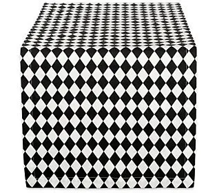 DESIGN IMPORTS Black & Cream Harlequin Table Ru Nner 14' X 108 - One-color