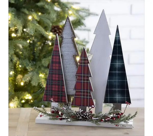 GLITZHOME Wooden Christmas Tree Farm Table Decor