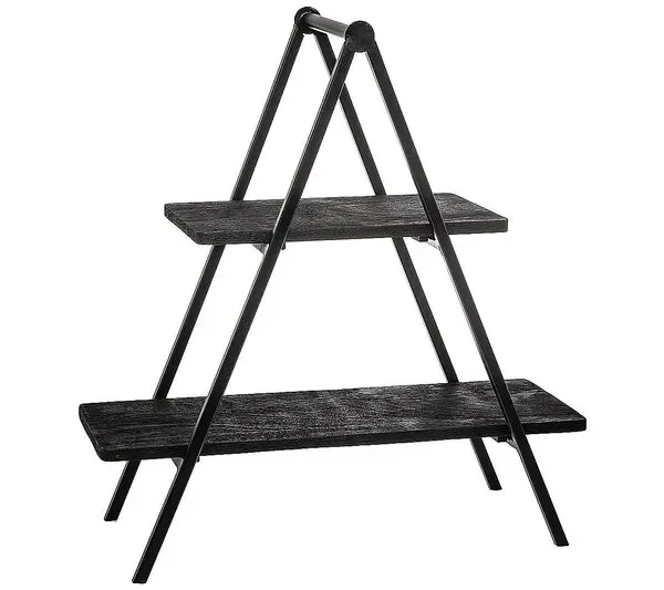GODINGER 2 Tier Black Wood Server - One-color