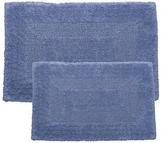 LAVISH HOME Cotton Reversible 2-piece Bath Mat Set - One-color