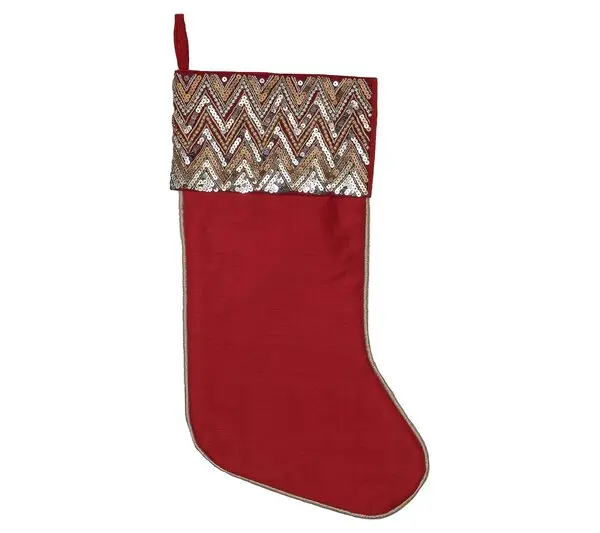 VICKERMAN 19' Chevron Sequin Stocking - One-color