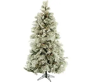 FRASER HILL FARM 6.5' Flocked Snowy Pine Clear Lit Tree - One-color