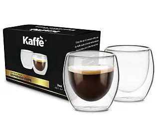 KAFFE Set Of 3oz Double-wall Glass Espresso Cups - One-color