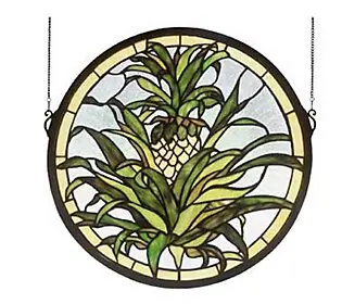 MEYDA Tiffany Style Welcome Pineapple Window Panel