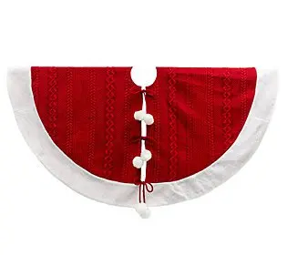 GERSON INTERNATIONAL 48-in L Red Acrylic Pom Pom Tree Skirt Gerso Co - One-color