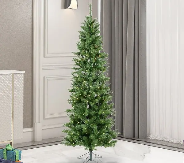 VICKERMAN 4.5' X 24' Salem Pencil Pine Artifici Al Tree, Ww