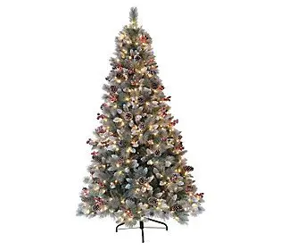 PULEO INTERNATIONAL 7.5' Prelit Sterling Pine Artificial Tree 600 C Lear Lights - One-color