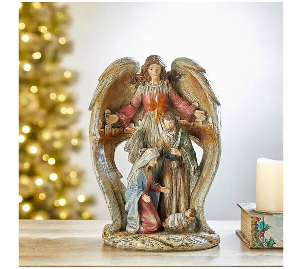 GLITZHOME Resin Nativity Holiday Table Top Ange
