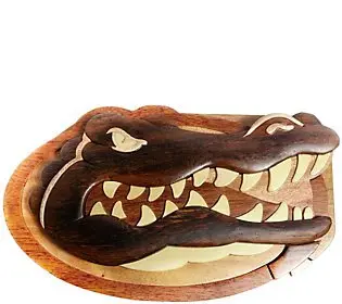 CARVER DAN'S Alligator Puzzle Box With Magnet C Losures