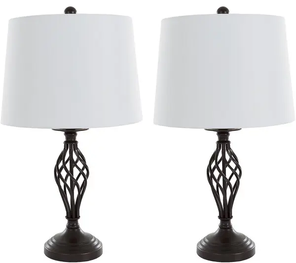 LAVISH HOME Table Lamps Set Of 2, Spiral Cage D Esign - One-color