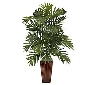 NEARLY NATURAL Areca Palm W/bamboo Vase Silk Plant Nearly N Atural - One-color