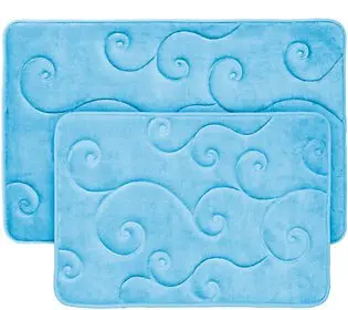 LAVISH HOME 2-piece Memory Foam Embossed Bath M At Set - One-color