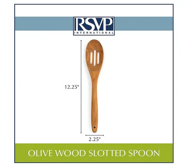 RSVP Olive Wood Slotted Spoon