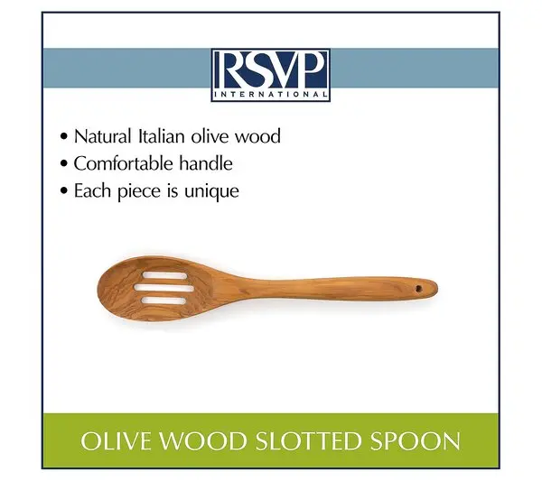 RSVP Olive Wood Slotted Spoon
