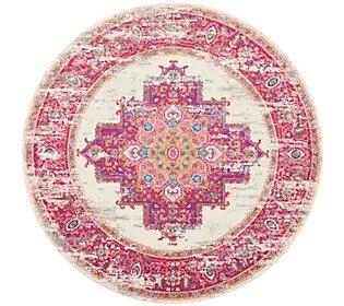 NOURISON HOME Passion Ivory/fuschia 5'3' Round Area Ug - One-color