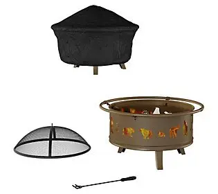 PURE GARDEN 32' Outdoor Deep Fire Pit With Bear Cutouts - One-color