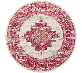 NOURISON HOME Passion Ivory/fuschia 8' Round Area Ru G - One-color