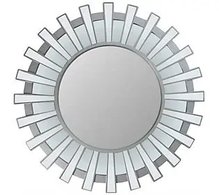 NORTHLIGHT Sunburst Silver Decorative Round Wal L Mirror