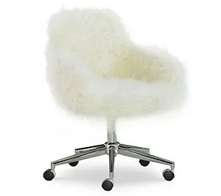 LINON Home Emerson Fur Chrome Base Office Chair - One-color