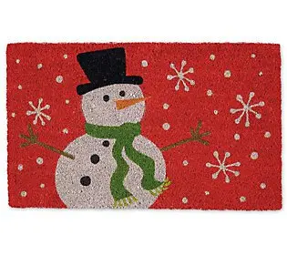 DESIGN IMPORTS Dii Snowman Natural Coir Doormat With Nonslip B Ack - One-color