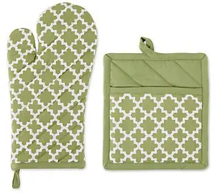 DESIGN IMPORTS Lattice Oven Mitt & Potholder Se - One-color