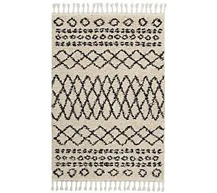 NOURISON HOME Moroccan Marrakesh Shag Cream 3'11' X '7' Area Rug - One-color