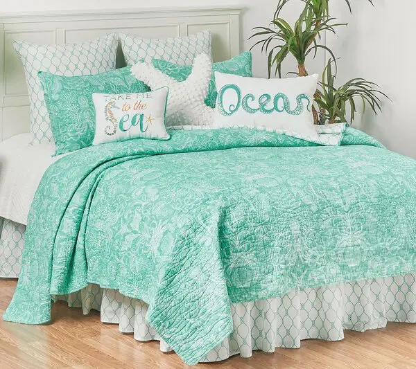 C&F HOME Turquoise Bay Twin Quilt Set - One-color