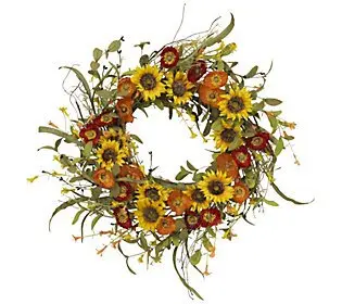 GERSON INTERNATIONAL 24-in D Mixed Flower Wreath Gerson Co - One-color