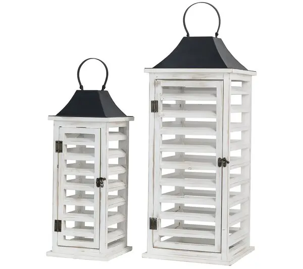 GLITZHOME Contempo Distressed Shutter Lanterns /2 - One-color