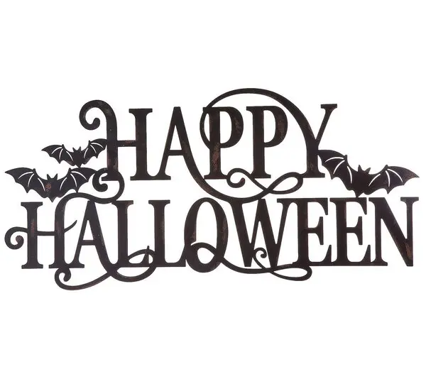 GLITZHOME Indoor Outdoor 'happy Halloween' Hang Ing Wall Sign - One-color