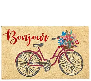 DESIGN IMPORTS Bonjour Bike Natural Coir Doormat With Nonslip Back - One-color