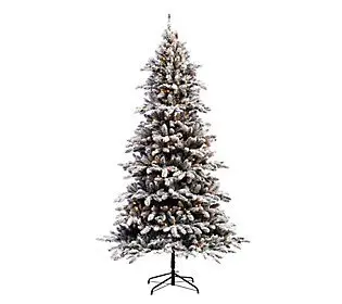 PULEO INTERNATIONAL 6.5' Flocked Birmingham Fir Artificial Tree 350 Lights - One-color