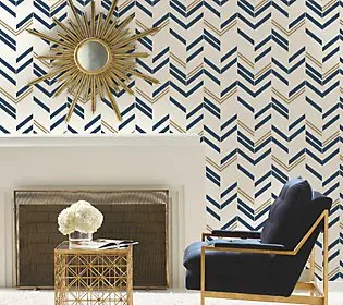 ROOMMATES Chevron Blue-stripe Wall Decal