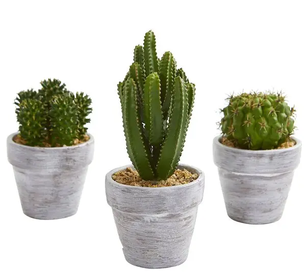 NEARLY NATURAL 8' Artificial Cactus Plant Set Of 3 Nearly N Atural - One-color