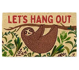 DESIGN IMPORTS Let's Hang Out Sloth Doormat - One-color