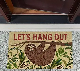 DESIGN IMPORTS Let's Hang Out Sloth Doormat