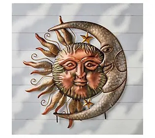 GLITZHOME Convertable Sun Moon Celestial Yard S Ake Wall Decor