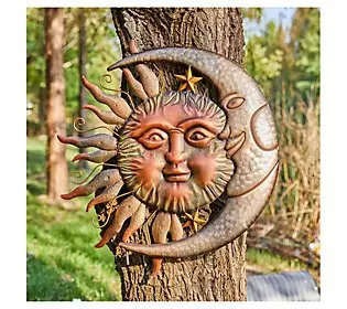 GLITZHOME Convertable Sun Moon Celestial Yard S Ake Wall Decor